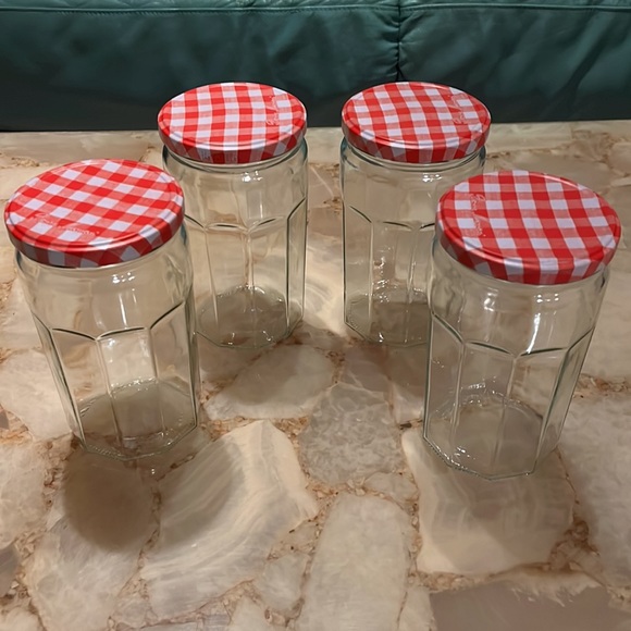 Kitchen | 4 Glass Jars W Lids For Storing Any Foods Made In France 36oz ...